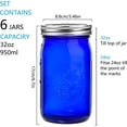 Blue Mason Jars Wide Mouth,6 Pack Cobalt Colored 32 oz for Canning ...