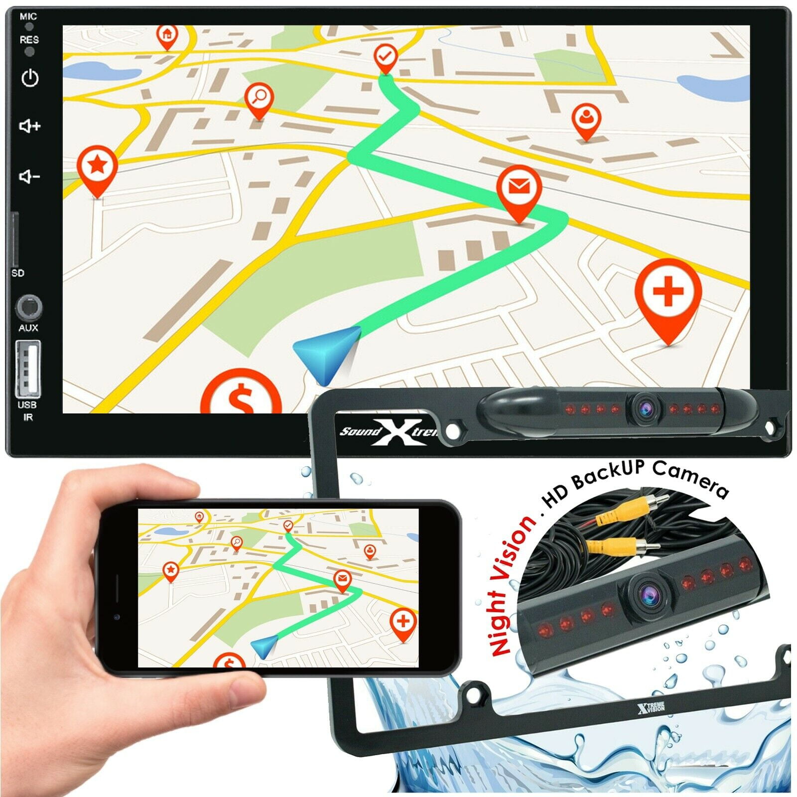 Double Din 7" HD MP5 MP3 Player w/ Touchscreen USB w/ BT, MIRRORLINK ...