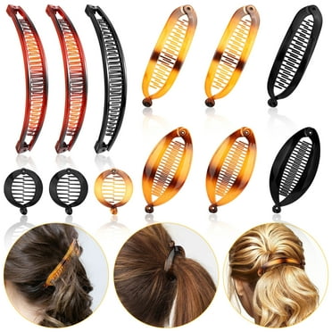 3pcs Banana Hair Clips for Women, Classic Double Comb Hairpin, Non-Slip Hairstyle Claws ...