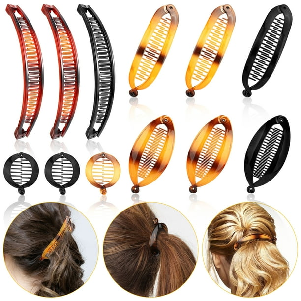 12pcs Banana Hair Clips, EEEkit Large Double Comb Clips, Fishtail Hair ...