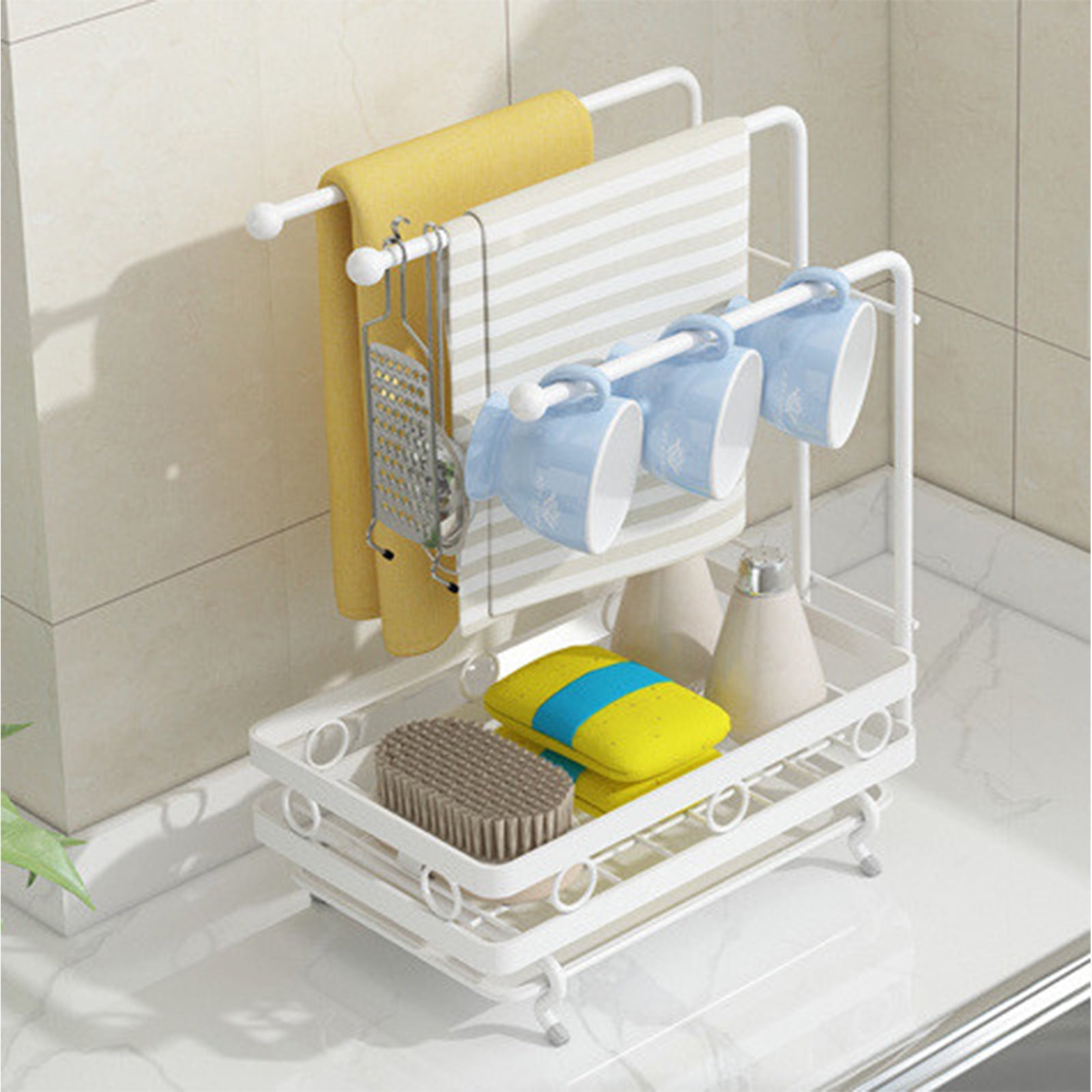 Cathoe Kitchen Wall-Mounted Rag Holder No Punching Countertop Rack ...