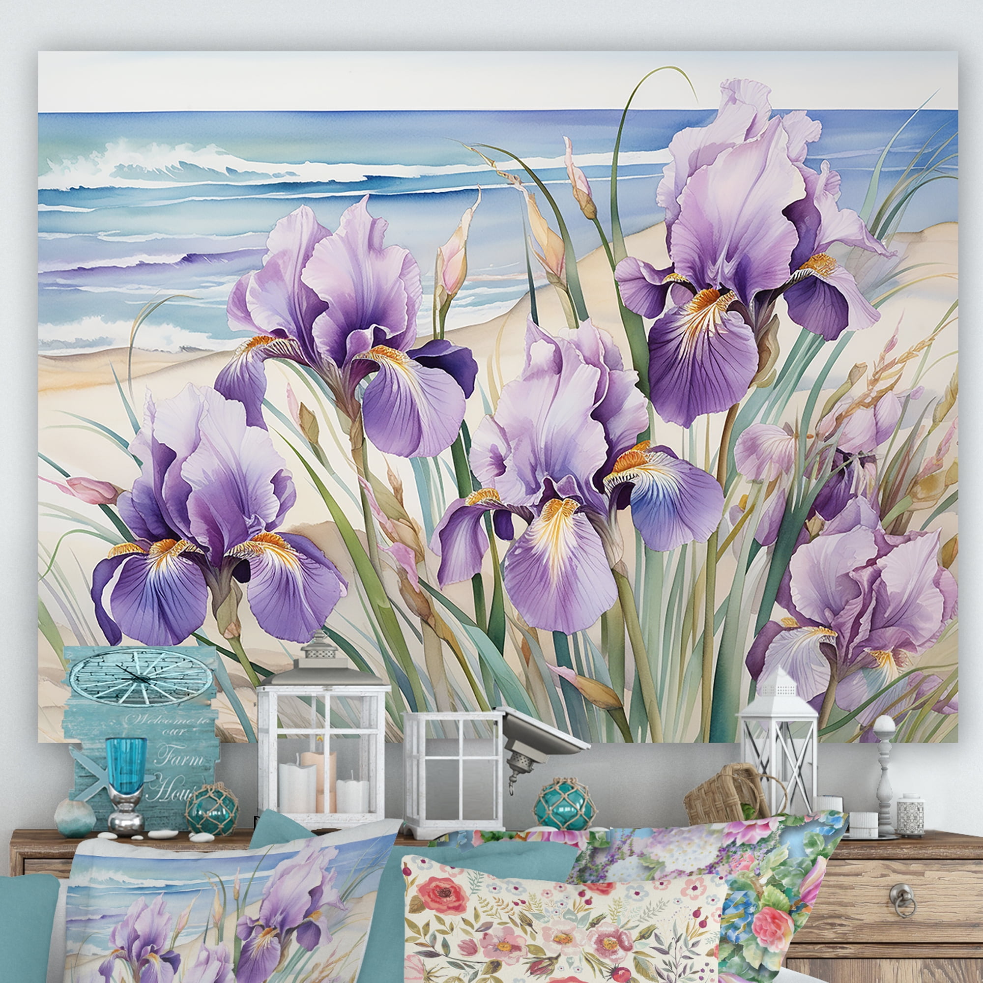 Click here for Designart Irises Oversized Wall Art Decor  Irises... prices