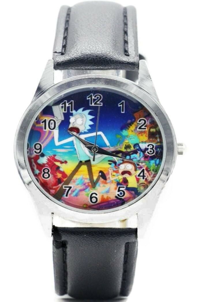 Rick and Morty Characters Black Leather Band WRIST WATCH - Walmart.com