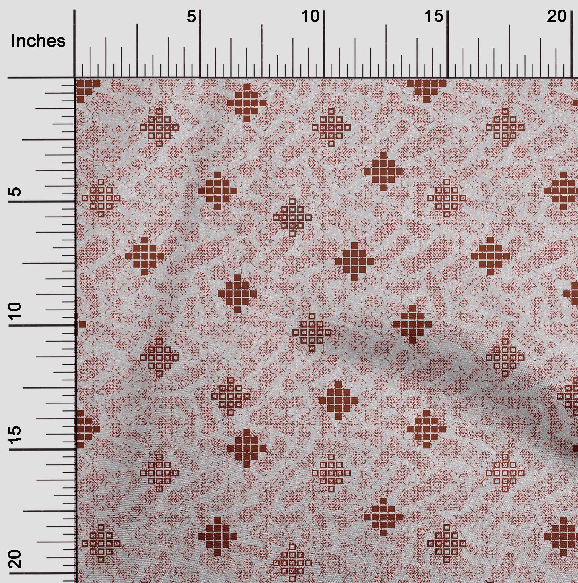 oneOone Cotton Poplin Dark Red Fabric Geometric Texture Quilting ...