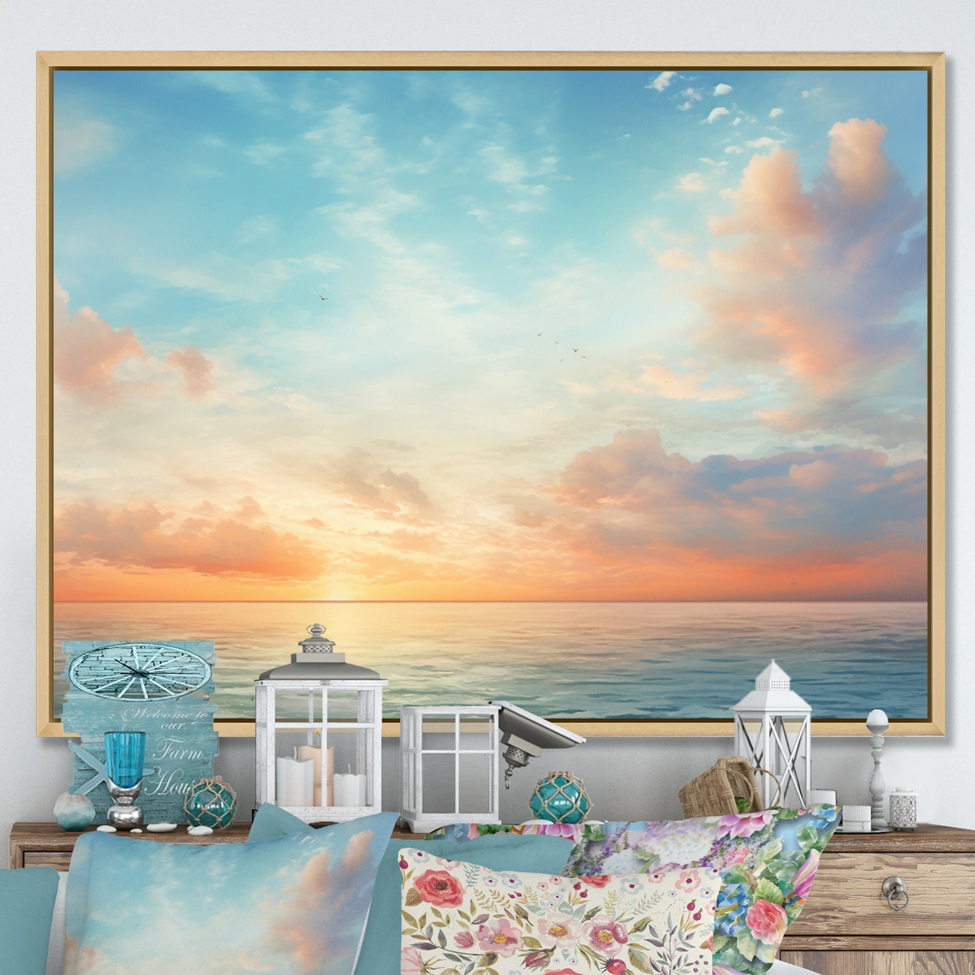 Click here for Designart Sky Framed Wall Art  Orange Sky Euphony... prices