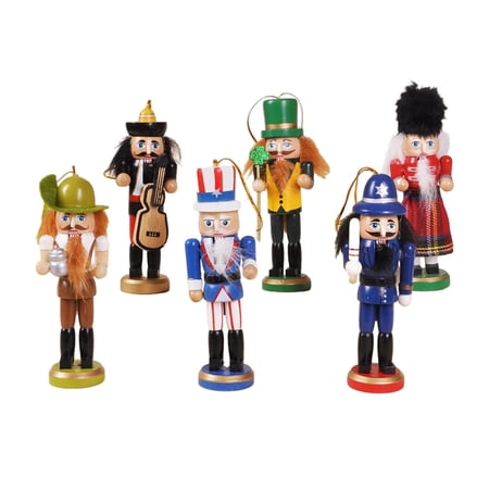 6 Pieces 5inch Wooden Nutcracker Ornaments Festive Decor Nutcracker ...