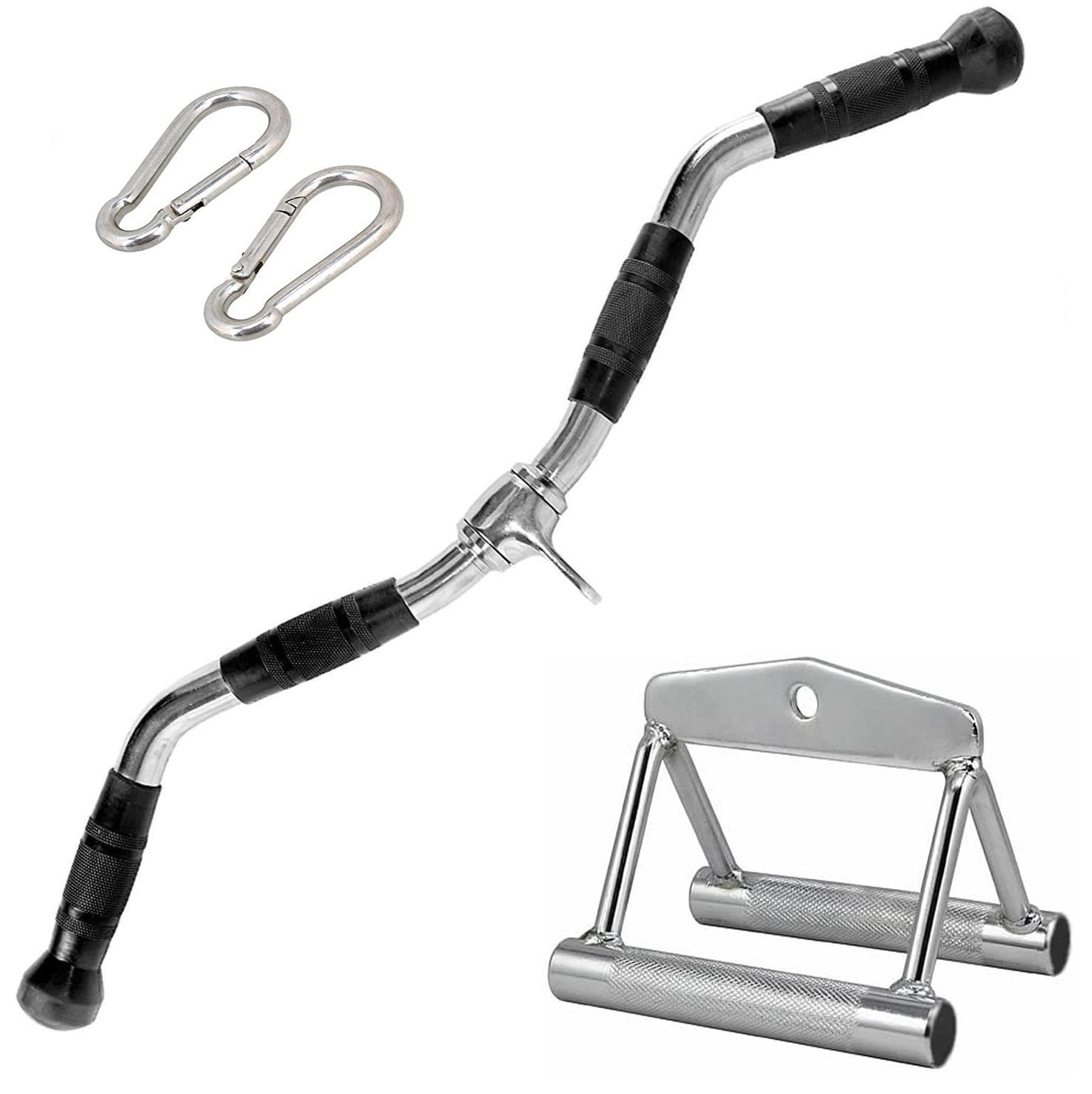 Fitness Maniac Set of 30 inch Curl Bar, Double D Rowing Handle Bar and ...