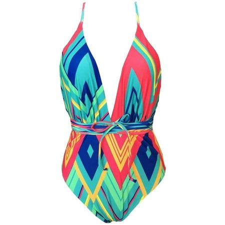 Fortunenine Sexy Tie Backless High Cut Thong One Piece Swimsuit for ...