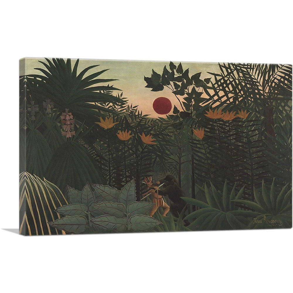 ARTCANVAS Exotic Landscape - Fight between Gorilla and Indian 1910 ...