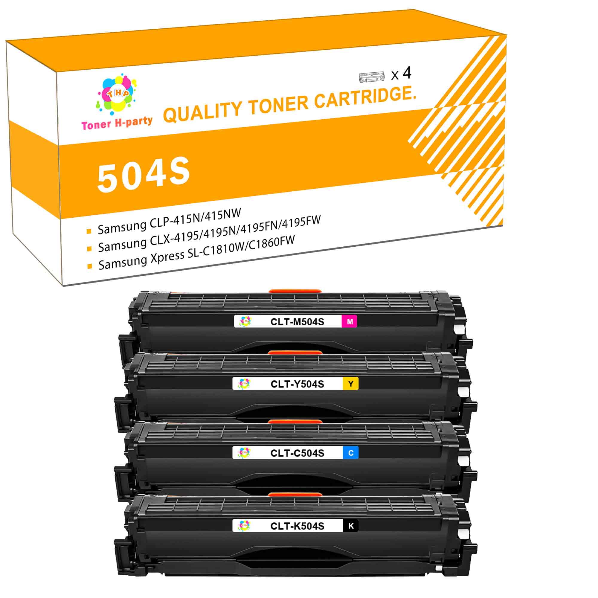Toner H-Party 4-Pack Toner Bank Compatible Toner Cartridge Replacement for Samsung 504S CLT ...
