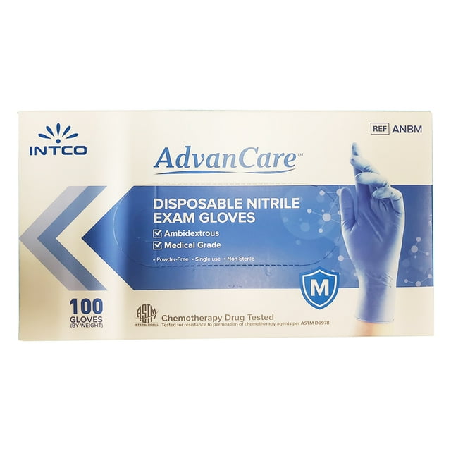 AdvanCare Disposable Nitrile Exam Gloves ANBM10015, Powder Free, Latex ...