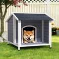 Outdoor Dog House, Weatherproof Wooden Dog Shelter with Asphalt Roof ...