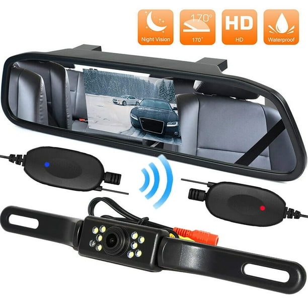 Wireless Backup Camera Kit 4.3" TFT LCD Rear View Mirror Monitor IP69 ...