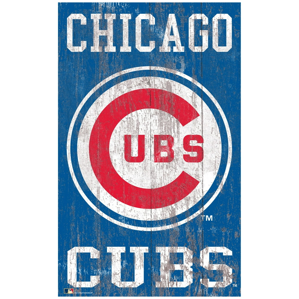 Chicago Cubs 11'' x 19'' Heritage Distressed Logo Sign - Walmart.com ...