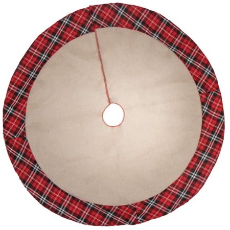 Burlap and Plaid Christmas Tree Skirt by | Burlap with Traditional ...