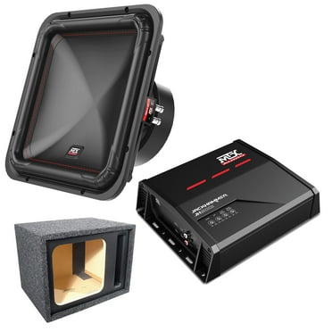 (2) MTX 3512-04S 12" 1200w Shallow Subwoofers+Sealed Slim Box+Amplifier ...