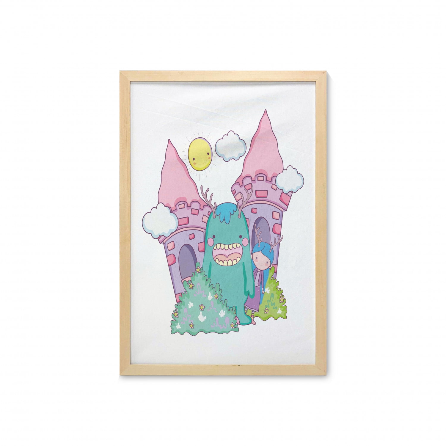 Alien Wall Art with Frame, Little Girl with Antlers and Monster Castle ...