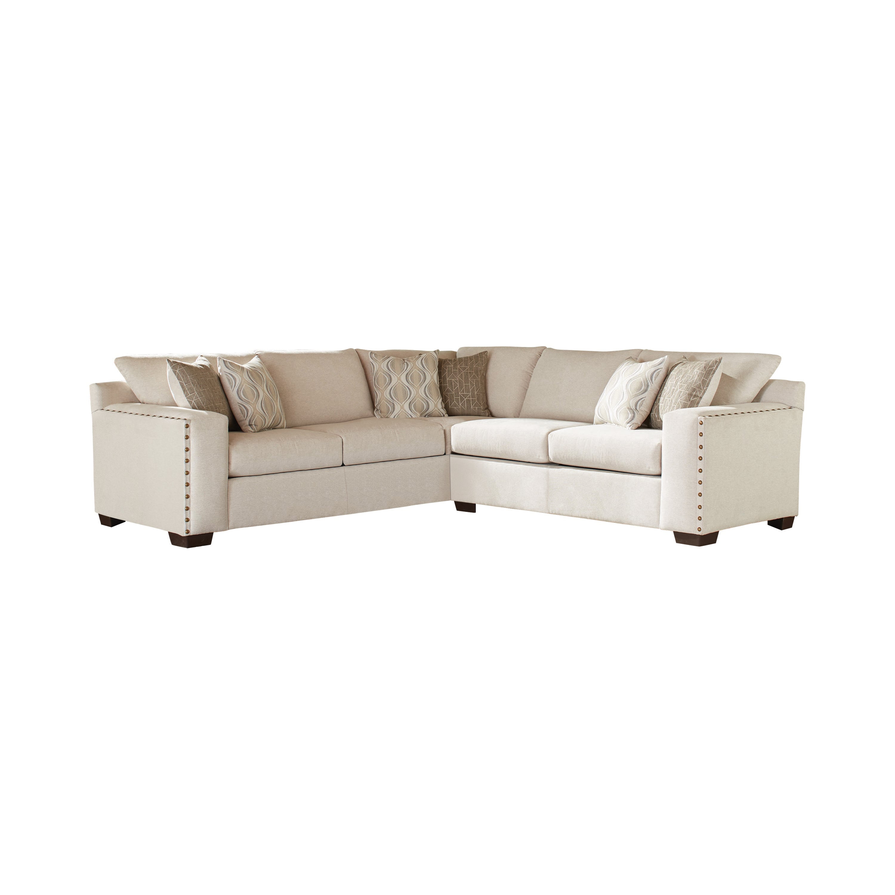 Aria L-shaped Sectional with Nailhead Oatmeal - Walmart.com