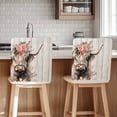 Highland Cows Chair Covers Set of 4 Abstract Animal Pink Flower Brown ...