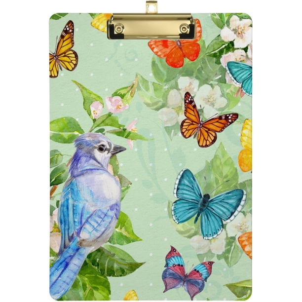FMSHPON Butterflies Bird Clipboard Hardboard Wood Nursing Clip Board ...