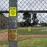 Signs ByLITA Portrait Round Slow Reduce Speed When Entering Parking Lot ...