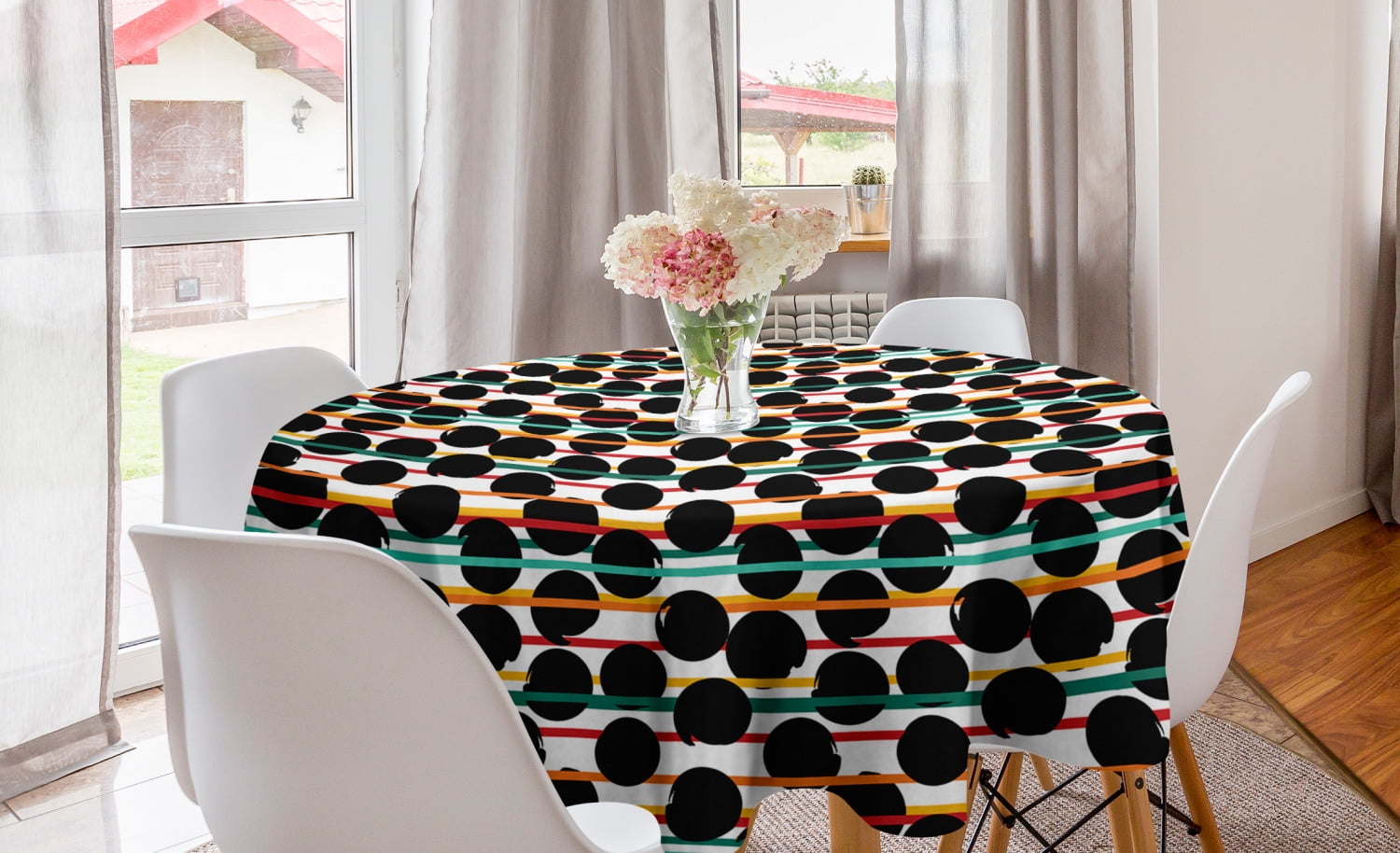 Abstract Round Tablecloth, Big Polka Dots or Blots with Colorful ...
