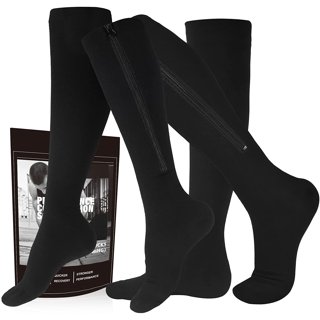 Medline Curad 15-20mmHg Knee High Compression Socks Black D Size ...