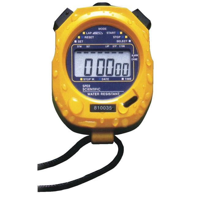 Ltd Water Resistant Stopwatch with Alarm, 24 hr, 1-100 th Sec, 0.625 in ...