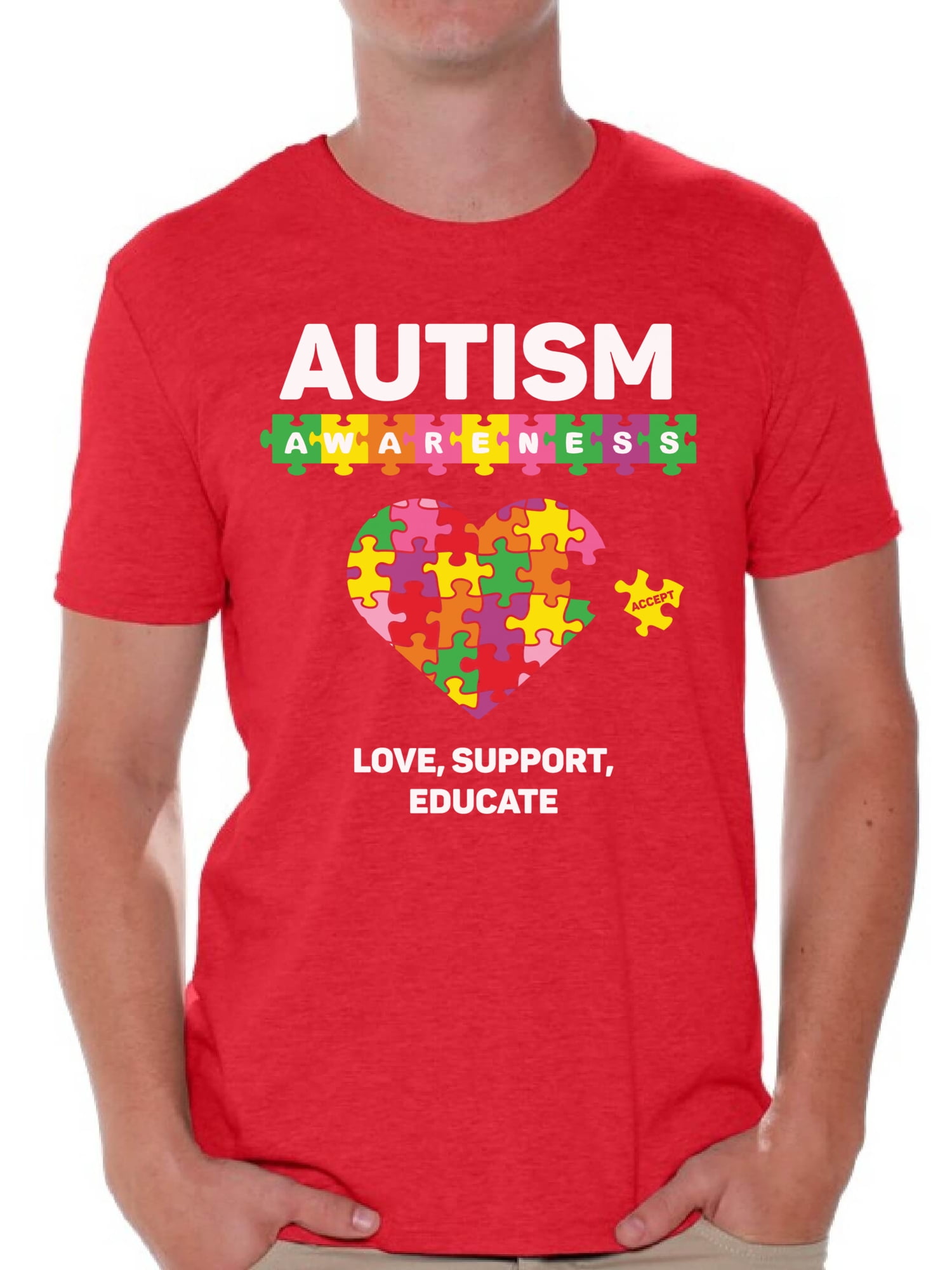 Awkward Styles Love Support Educate Autism Shirt for Men Autism ...