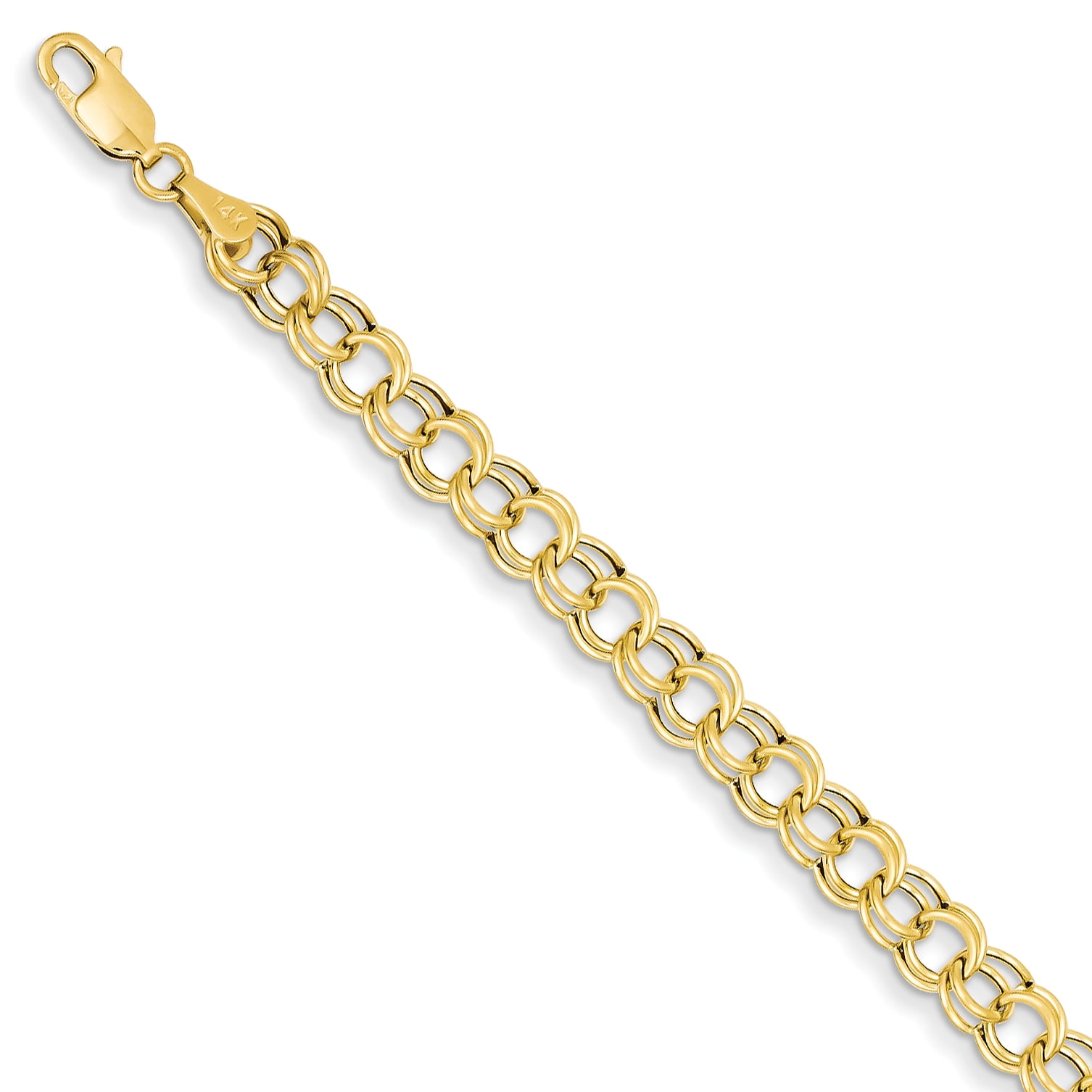 14kt Yellow Gold Double Link Charm Bracelet 8 Inch Fine Jewelry Ideal ...