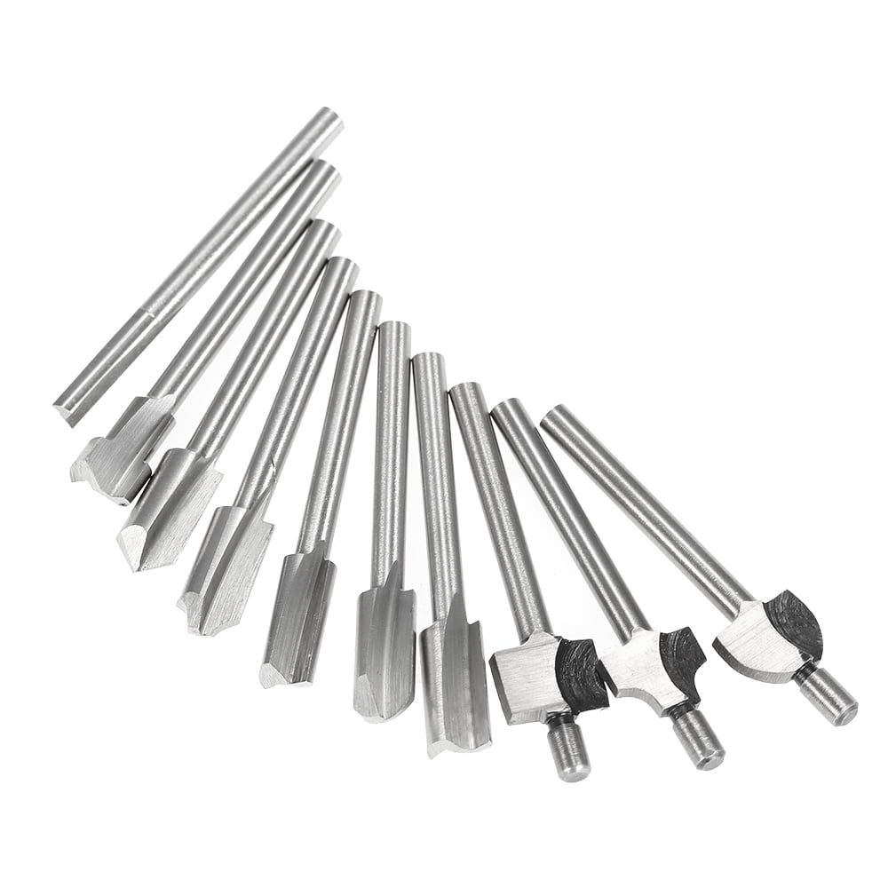 10PCS 1/8" HSS Shank Woodworking Mini Router Bits Set 3.2mm Wood Cutter ...