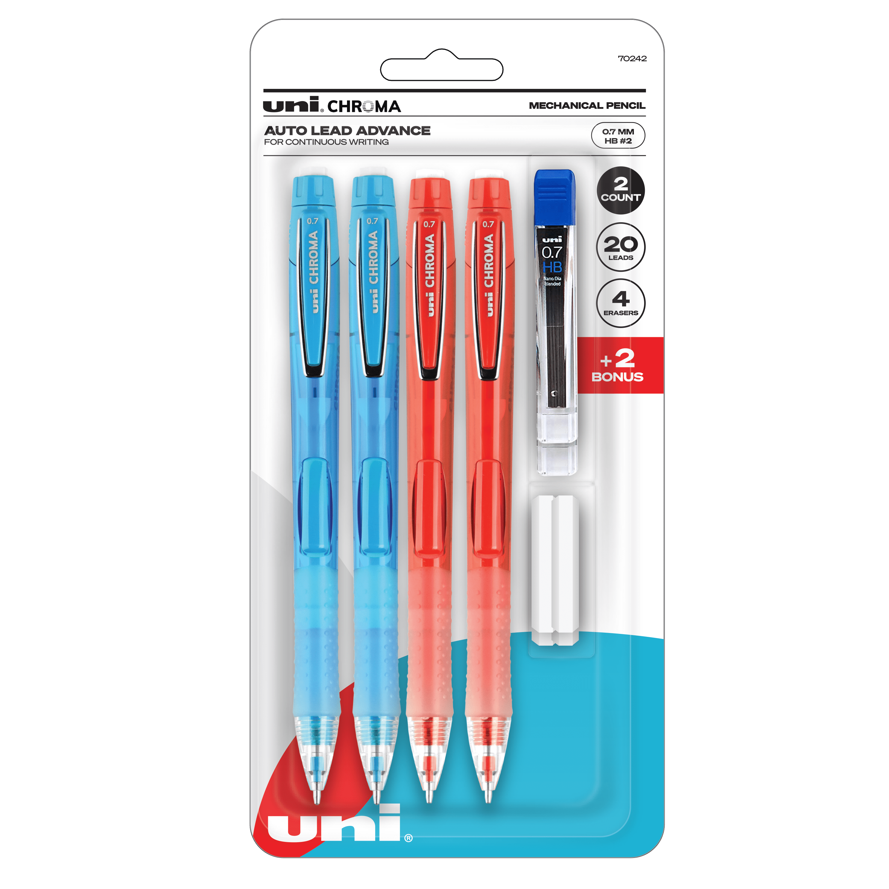 uni Chroma Mechanical Pencil Starter Kit, 0.7 mm HB #2 Lead, Assorted ...