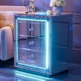 ARICOEASY Mirrored Nightstand Set of 2, LED End Table with Wireless ...