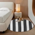Black Striped Round Rug 7ft Washable Circle Rugs Non Slip Modern Thin ...
