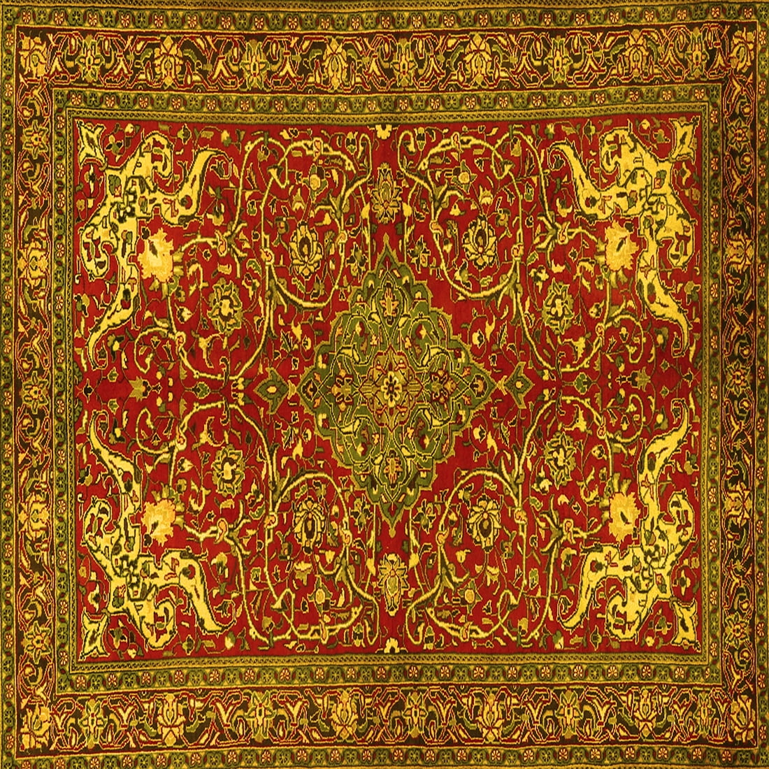 Ahgly Company Indoor Square Persian Yellow Traditional Area Rugs, 6 ...
