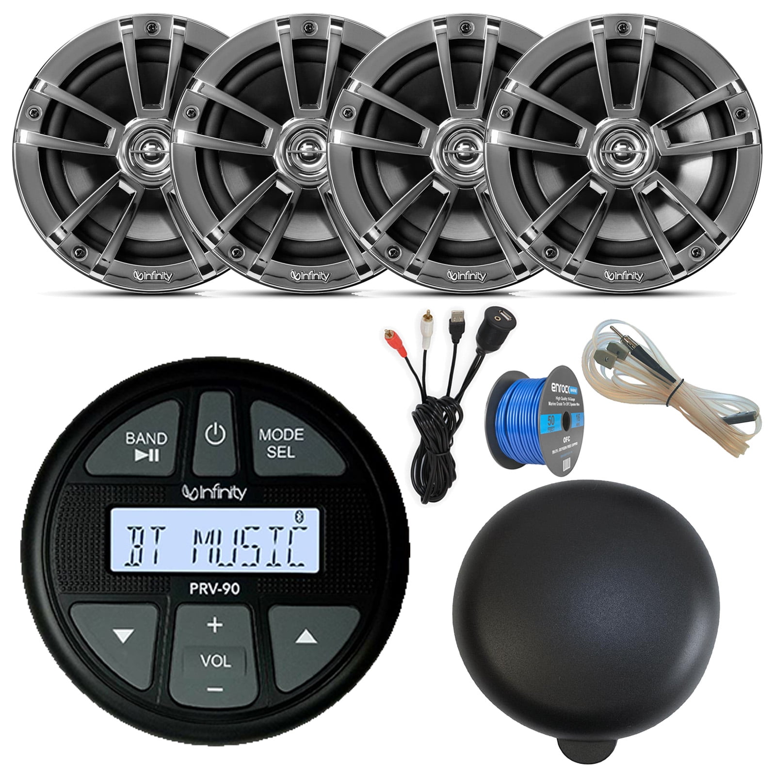 Marine System Upgrade - AM/FM Bluetooth AUX/USB Gauge Stereo Infinity ...