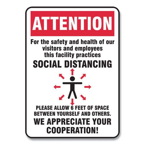 Social Distance Signs, Wall, 7 X 10, Visitors And Employees Distancing ...