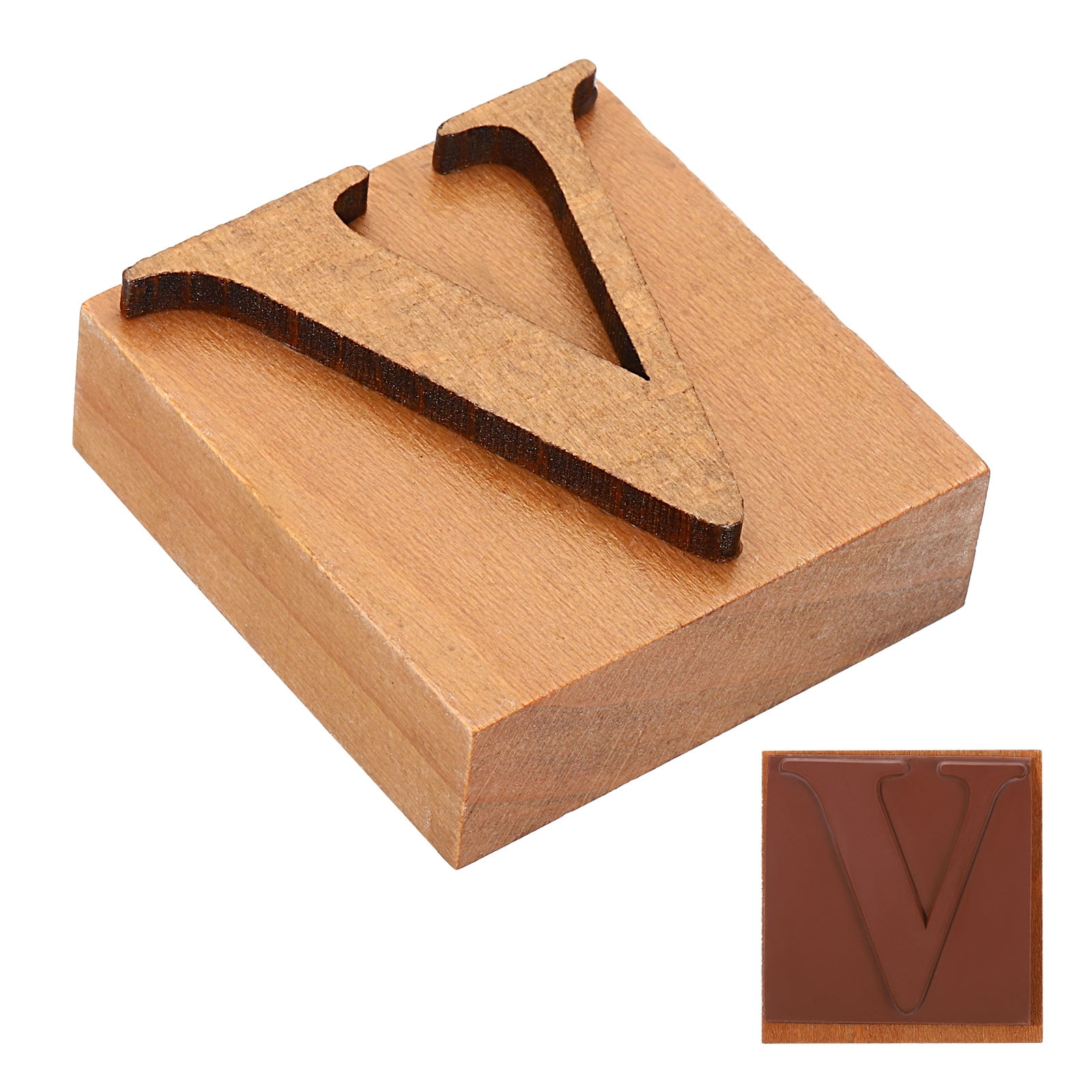 Uxcell Letter Stamps Wood Rubber Stamp Character V Vintage Alphabet ...