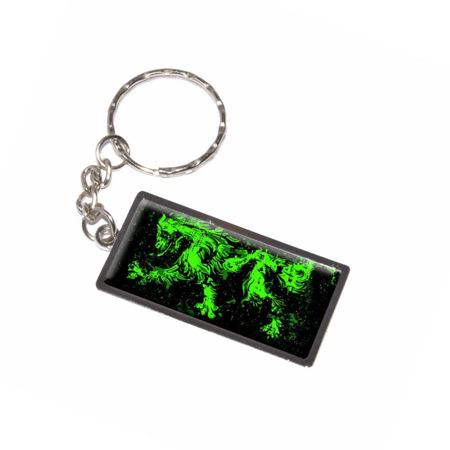 Heraldic Green Fiery Lion Keychain Key Chain Ring - Walmart.com