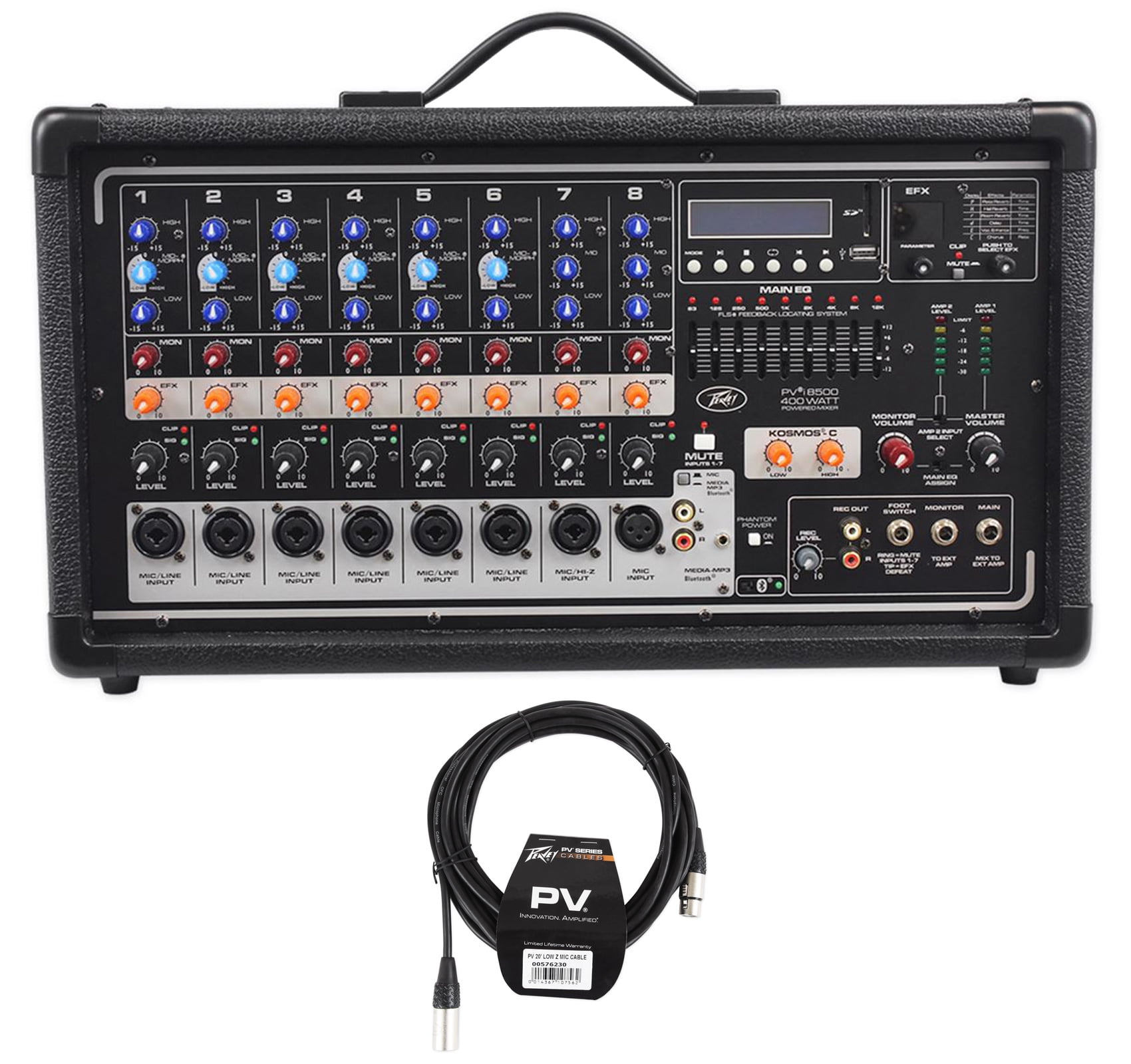 Peavey Pvi8500 400 Watt 8-Channel Powered Live Sound Mixer w/ Bluetooth ...