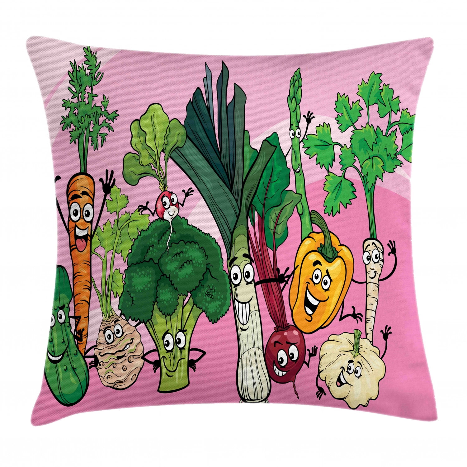 Vegetables Throw Pillow Cushion Cover, Nursery Themed Healthy Foods ...