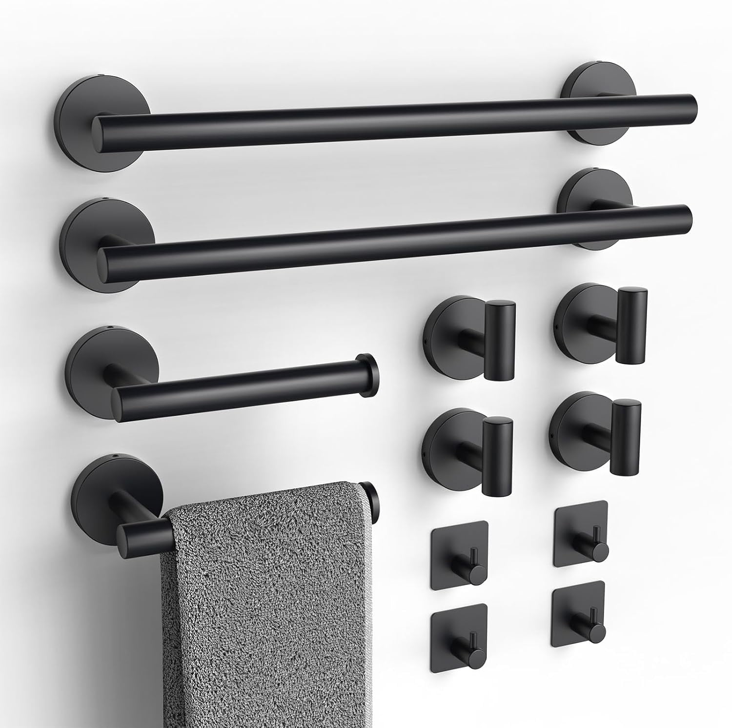 12-Piece Bathroom Hardware Set, Wall Mounted Bathroom Accessories Set ...