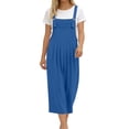 aohooy Linen Overalls for Women Adjustable Straps Cotton Jumpsuits Knee ...
