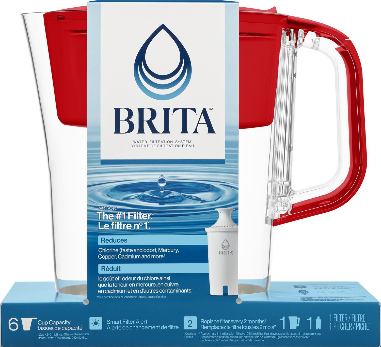 Brita 6 Cup Filter Pitcher with Smart Light Indicator, Reduces Chlorine ...