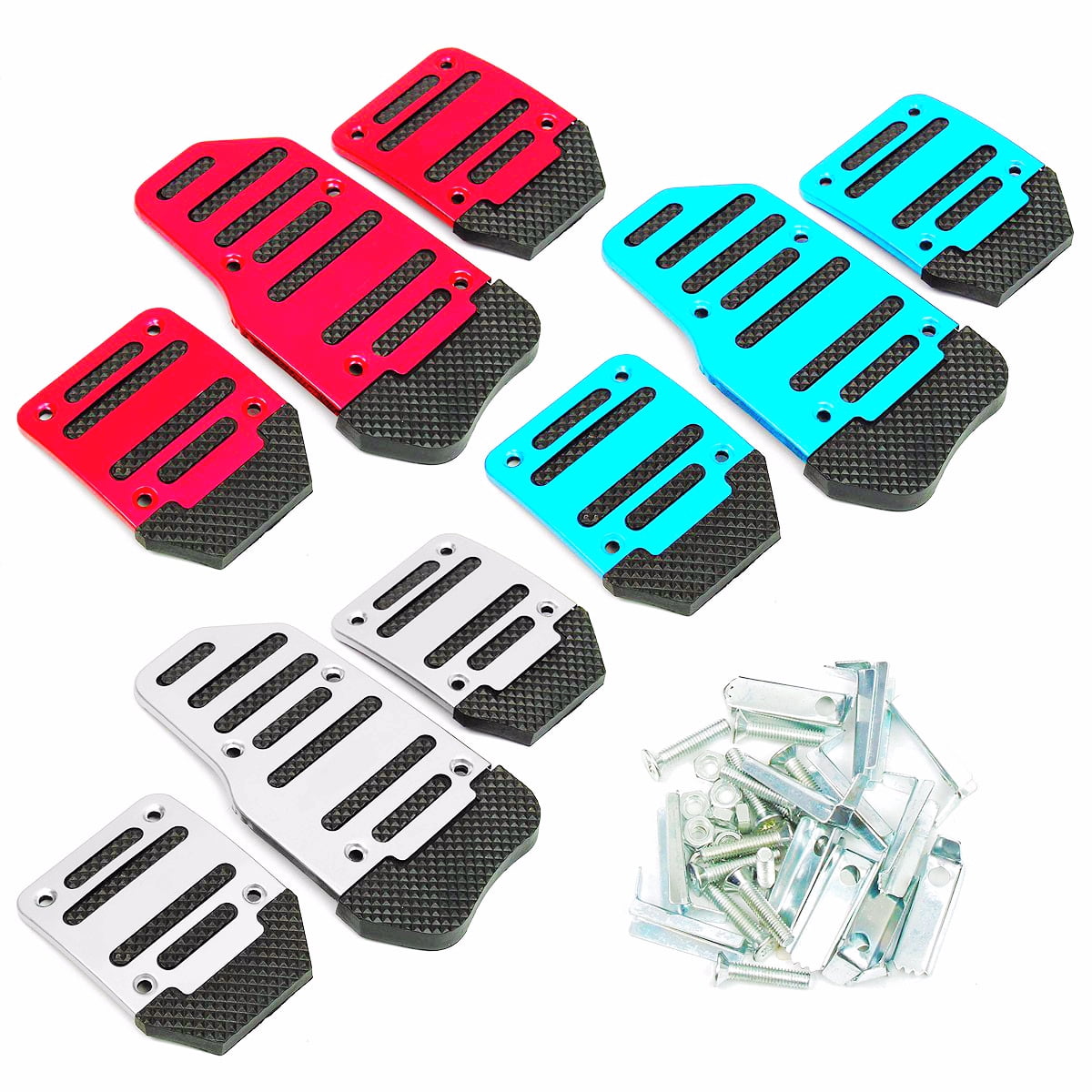 3PCS Aluminium Pedal Foot Treadle Cover Car Auto Non-slip Alloy Vehicle ...