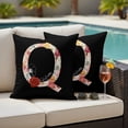 Black Letter Q Flower Outdoor Pillow Covers Set of 2 Watercolor ...