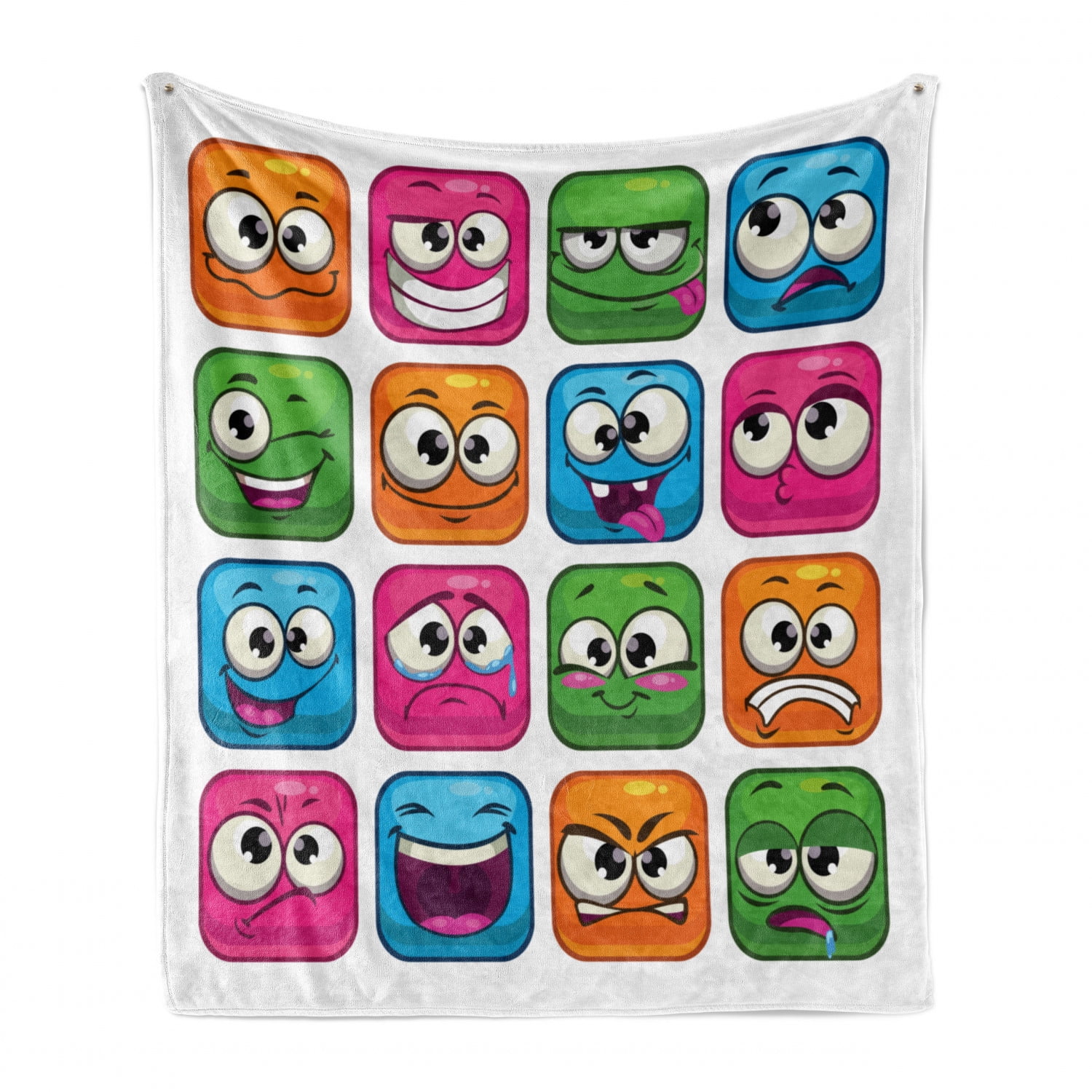 Funny Soft Flannel Fleece Throw Blanket, Digital Square Cartoon Style ...