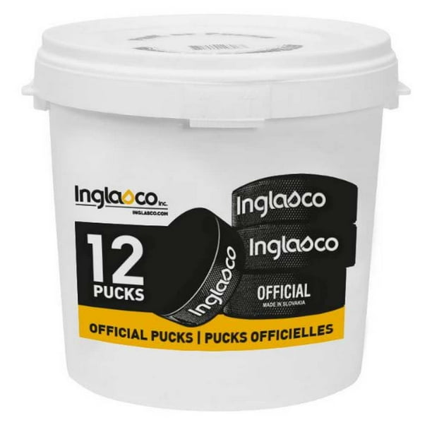 Inglasco Pail of Pucks Quantity 12 Black NHL Official Hockey Pucks ...