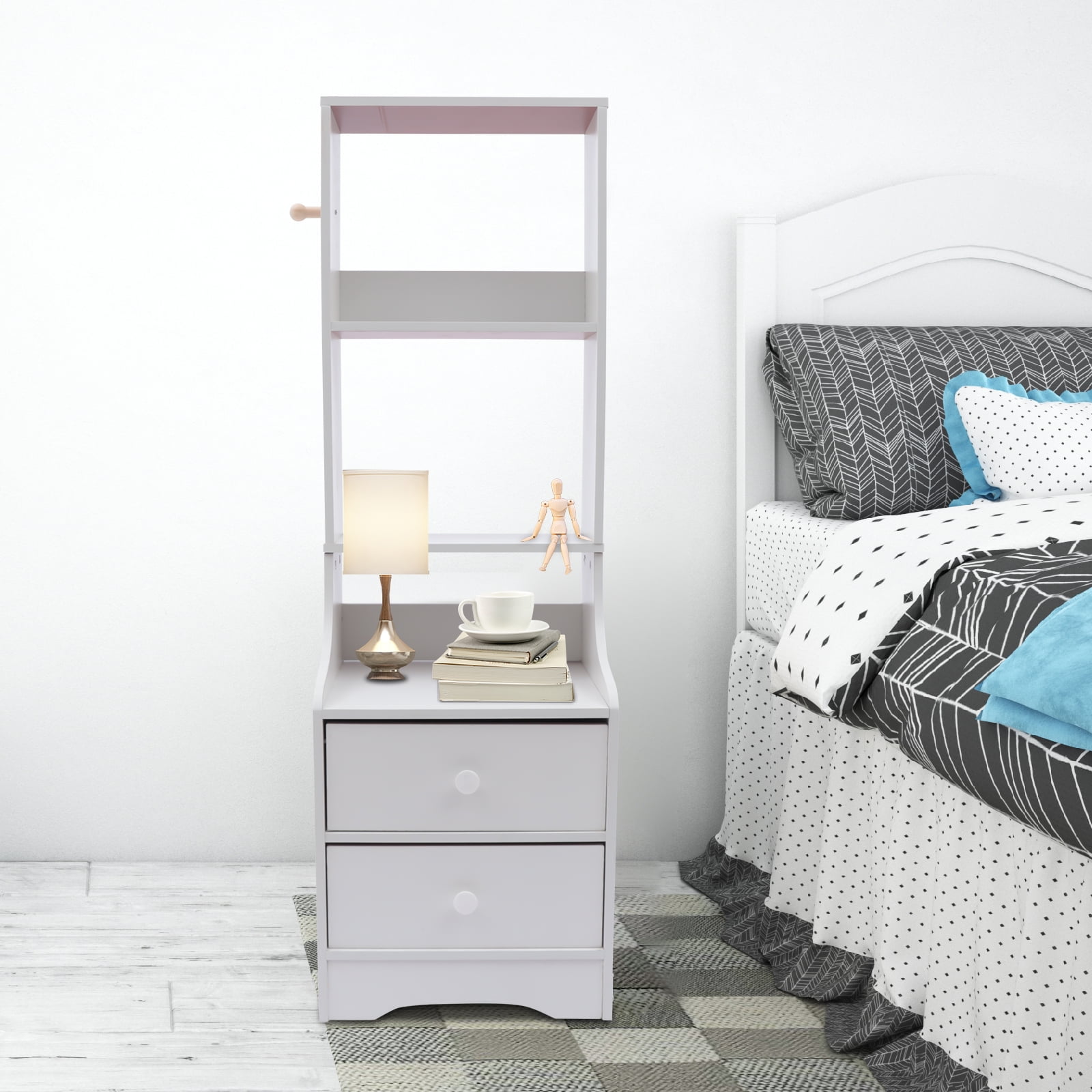 Miumaeov Modern Nightstand with 2 Drawers, Tall Bed End Table/ Bedside ...