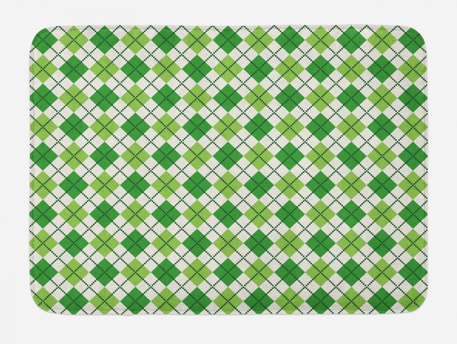 Irish Bath Mat, Classical Argyle Diamond Line Pattern with Crosswise ...